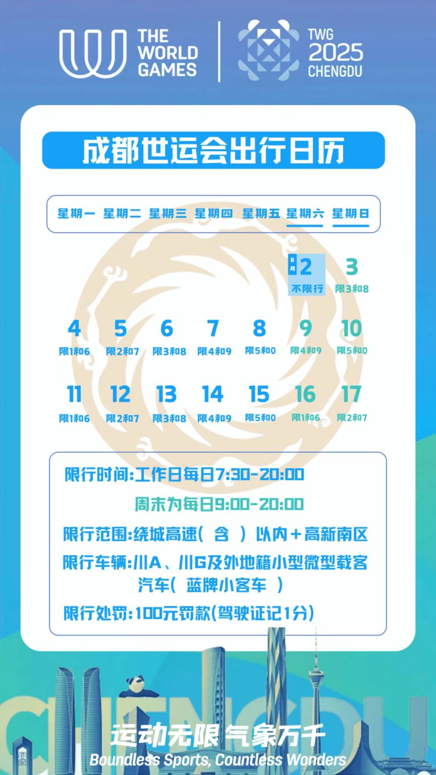 2025成都世运会限行时间+区域+车辆+尾号- 成都本地宝
