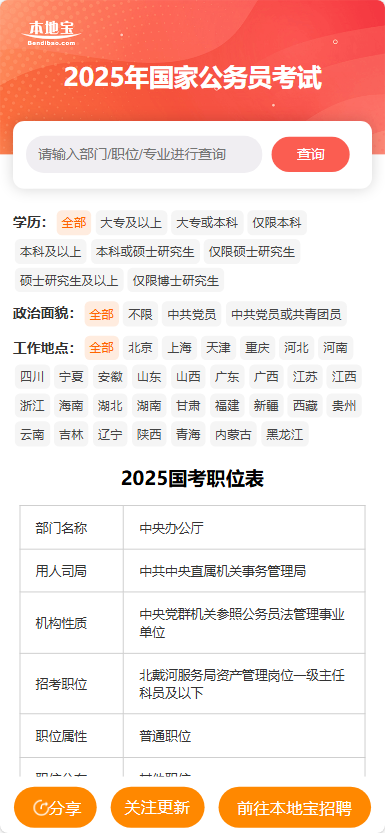 2025国考岗位职位表查询入口（bm.scs.gov.cn/kl2025）- 汕头本地宝